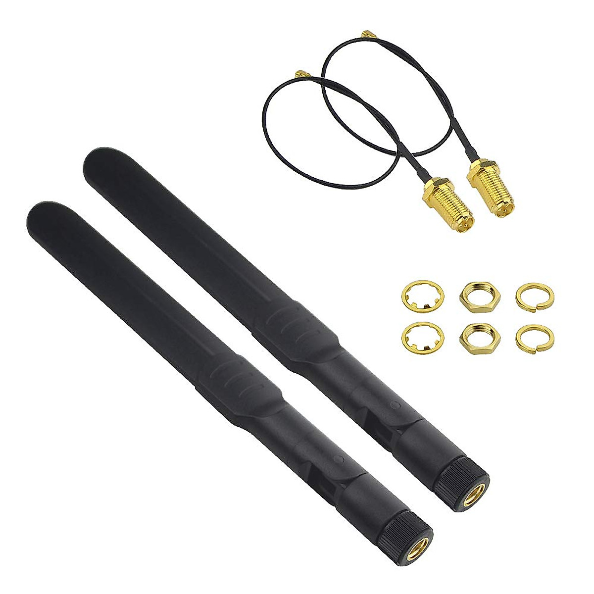 XINGYHENG 2Pcs 2.4G 5G 5.8G Dual Band Glue Stick Antenna Omnidirectional High-gain with Female Pigtail Cable 6.5 inch for Router Antenna