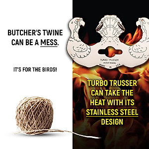 Turbo Trusser for Turkey I As Seen on Shark Tank I Cooks Evenly & Makes Meat Juicier I Easy-to-Use Stainless Steel & Dishwasher Safe I for Ovens, Smokers, Roasters, Grills, Rotisseries, & Deep Fryers