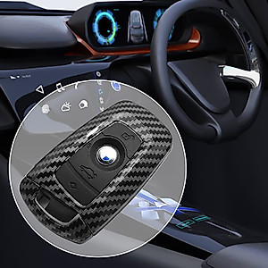 WORCAS Soft Silicone Rubber Carbon Fiber Texture Cover Protector Compatible with BMW Key Fob, Car Remote Key Fob Case for BMW 1-Series 2 3 4 5 6 7 Series X3 X4 M2 M3 M4 M5 M7 (Red)