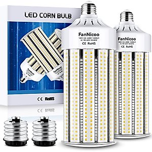 2 Pack 1200W Equivalent 100W LED Corn Bulbs 14500 Lumen 6500K Daylight White Corn Light Bulb Super Bright E26/E39 Base LED Corn Light Bulb for Commercial Industrial Lighting Warehouse Workshop Street
