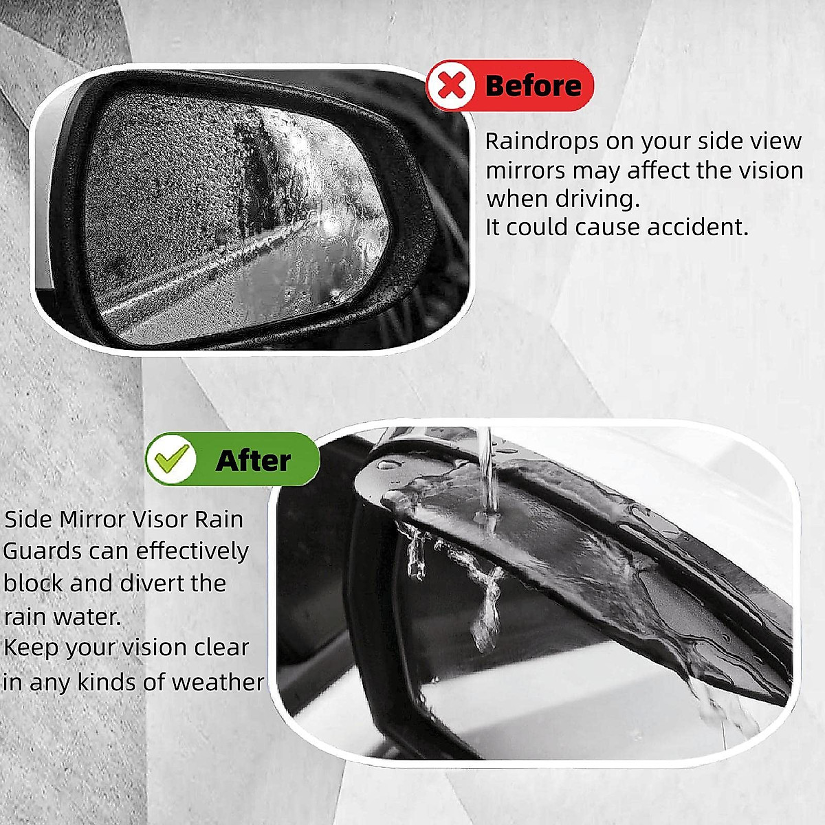 Mirror Rain Visor Guard,2 Pcs Mirror Rain Visor Eyebrow, Side Mirror Visor Rain Guards, Car Rear View Mirror Rain Cover,Waterproof Auto Mirror Rain Visor, Universal Fit for Cars,Truck and SUV-Black