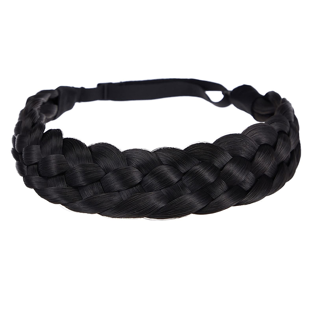 TOECWEGR 5 Strands Synthetic Hair Braided Headband Hairpiece Classic Chunky Wide Plaited Braids ElasticMulti Color Headband Ladies Beauty Hair Accessories …