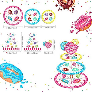 Donut Party Party Supplies-Donut Grow Up Theme 3 Tier Cupcake Stand Birthday Dessert Display Stand for Doughnut Happy Birthday Cake Decor