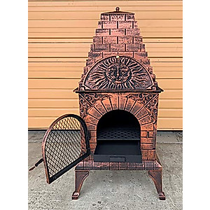 Deeco DM-0039-IA-C Aztec Allure Cast Iron Pizza Oven Chiminea
