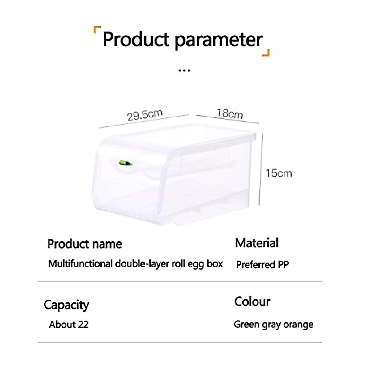 Stackable Large Capacity Egg Drawer Box,Automatic Rolling Egg Storage Rack, Organizer For Fridge Desktop Household Kitchen Farm,Grey