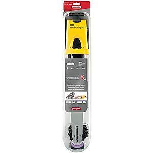Oregon 18-inch PowerSharp Starter Kit with Bar, Sharpener, and 62 Drive Link PowerSharp Chain, 3/8" Low Profile, .050" Gauge, Portable Sharpening Tool for Chainsaws (541662),Grey/Yellow
