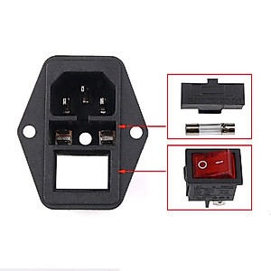 URBEST Inlet Module Plug 5A Fuse Switch Male Power Socket w Switch Plug 10A 250V 3 Pin IEC320 C14 Connected Terminal Crimps and Wires