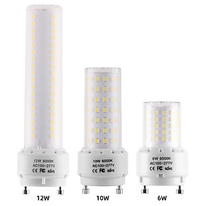 Lidesheng GU24 LED Light Bulb 6000K Cool White High Brightness 1600lm for Bathroom Ceiling Fan 18W 23W T2 Spiral CFL Lamp Replacement, 100-277V 12W 4pcs(Not dimmable, Cool White)