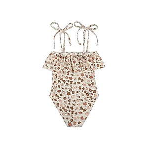 Century Star Girls Swimsuits Toddler Girls?Bathing Suits One Piece Swimsuits Toddler Girls?Swimwear Khaki Flower2-3T