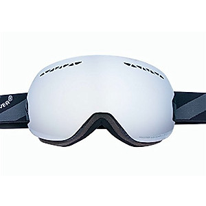 VOLOCOVER Double Layer Anti-Fog ski Goggles for Adults Large Spherical Lens Mountain Goggles UV Protection Anti-Collision Adjustable Head Band (Silver(Daytime use))