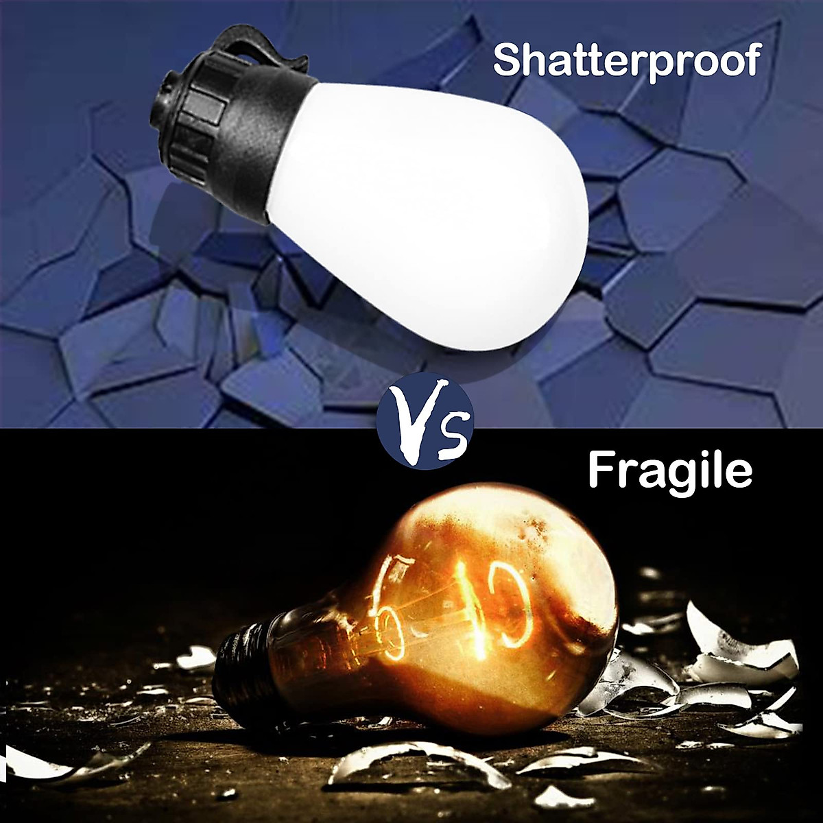 morefulls Outdoor String Lights - 48ft Multi-Color LED Patio Lights Withwith 15 Dimmable RGB LED Bulbs App Control IP65 Waterproof Colorful LED Bulbs