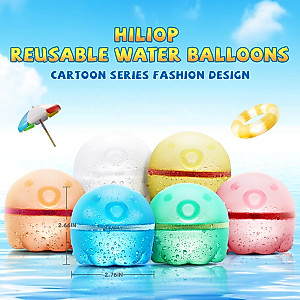 Hiliop 16PCS Reusable Water Balloons for Kids, Splash Refillable Water Balloons Bombs Self Sealing Quick Fill Magnetic with Mesh Bag