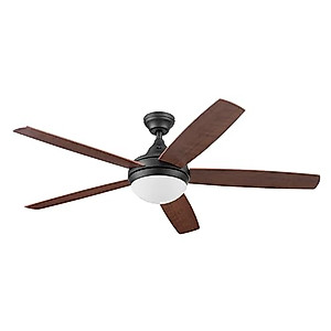 Prominence Home 80093-01 Ashby Ceiling Fan with Remote Control and Dimmable Integrated LED Light Frosted Fixture, 52" Contemporary Indoor, 5 Blades, Espresso Bronze