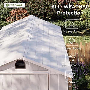 Patiowell 4' x 8' Outdoor Storage Shed with Floor, Plastic Shed Outside Resin Tool Shed with Two Windows and Lockable Door for Backyard Garden Patio Lawn, Light Grey (Fit-it Shed)