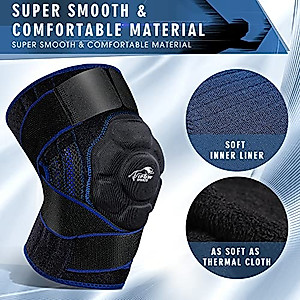 IPOW SPORTS Professional Knee Support for Men & Women with Patella Gel Pad, Knee Brace with Side Stabilizers for Meniscus Tear, Arthritis Pain, ACL