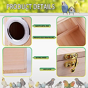 kathson Parakeet Nest Box Budgie Nesting House Cockatiel Breeding Parrots Mating Box for Lovebirds Small and Medium-Sized Birds（S）