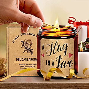 Warm Hug in A Jar Candle Premium Soy Wax Scented Candles for Home, Thinking of You Gift Candles Feel Better Cheer Up Get Well Soon Gifts for Women Relaxation, Stress Relief, Meditation, Bath