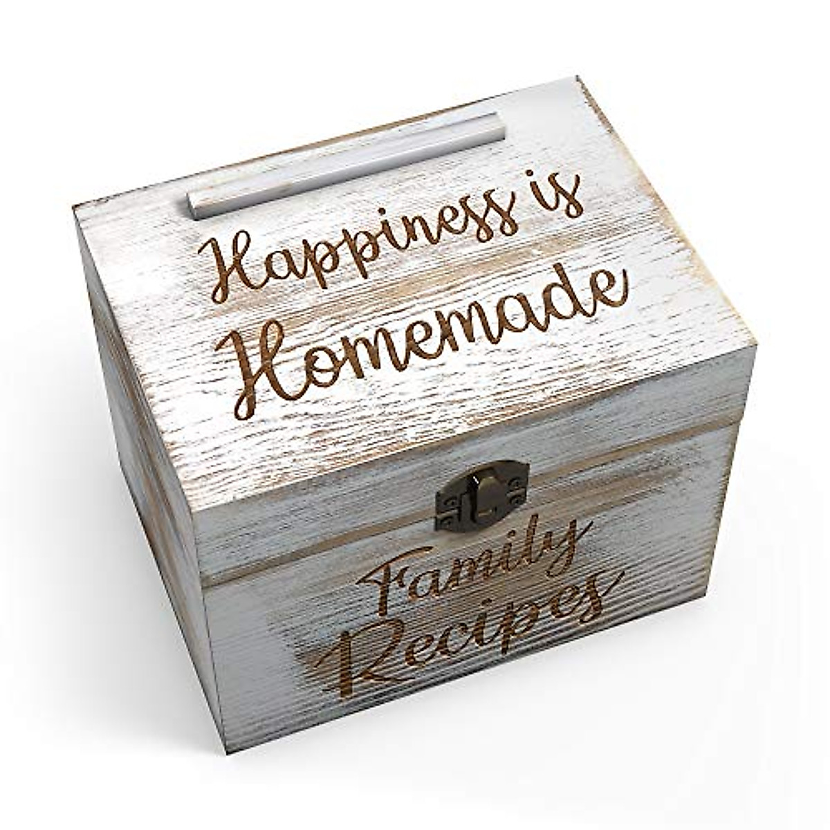 Wooden Recipe Box with Cards and Dividers - Includes 6 Wood Dividers - 50 Double Sided 4x6 Recipe Cards - Premium Handcrafted Quality - Great Gift Idea - Wedding, Birthday, Anniversary, Mother's Day