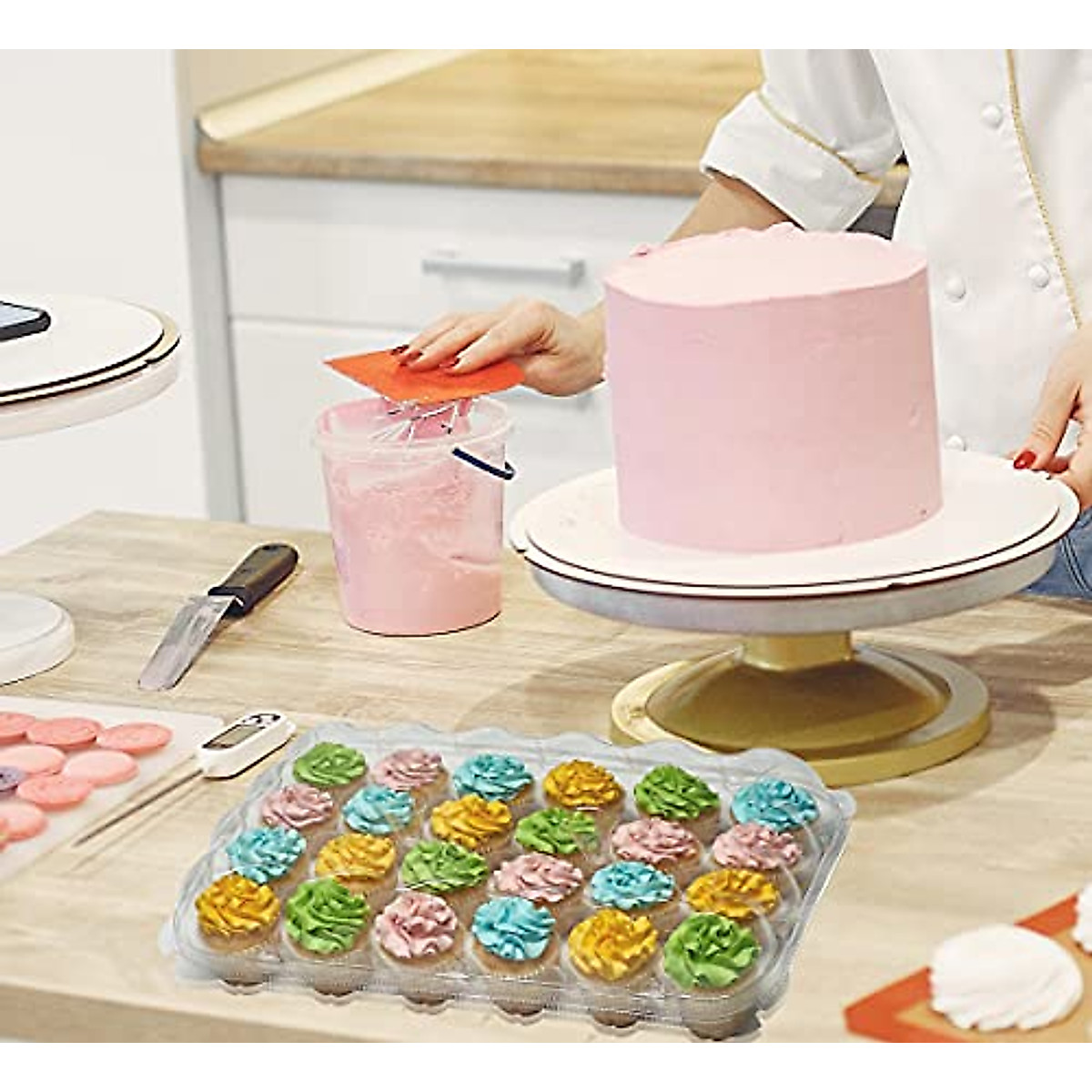 Decony 6-24 Compartment cupcake containers plastic disposable High Dome Cupcake carrier Plastic Boxes - Great for high topping - 24 slot each...