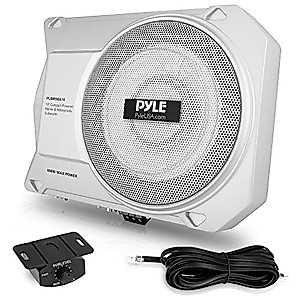 PyleUsa 10-Inch Low-Profile Amplified Subwoofer System - 900 Watt Compact Enclosed Active Marine Underseat Car Subwoofer with Built in Amp, Powered Car Subwoofer w/Low & High Level Inputs - PLMRSBA10