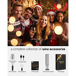 Electric Wine Opener Set - Premium Wine Gifts with Wine Opener, Foil Cutter, Wine Aerator, Vacuum Stopper, and Elegant Gift Box - Ideal Christmas Gift for Unforgettable Moments