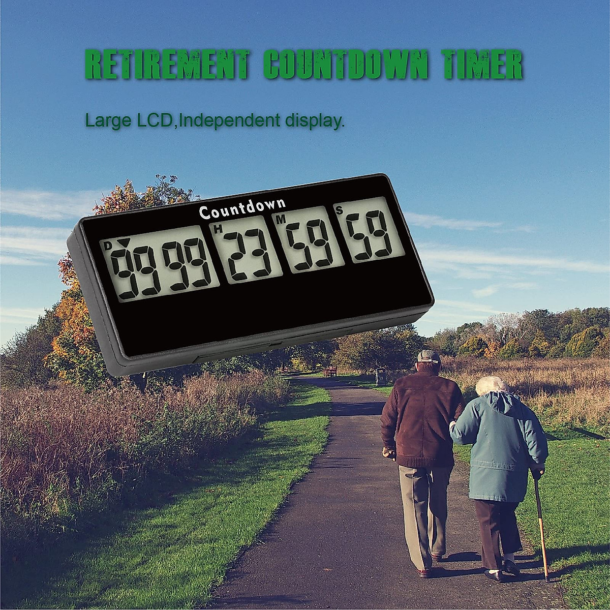 Yooreal Digital Kitchen Timer,Retirement Countdown Timer 9999 Days,Magnet Design,Loud Alarm,Tracks Wedding Vacation Working Cooking Baby Birth (Black)