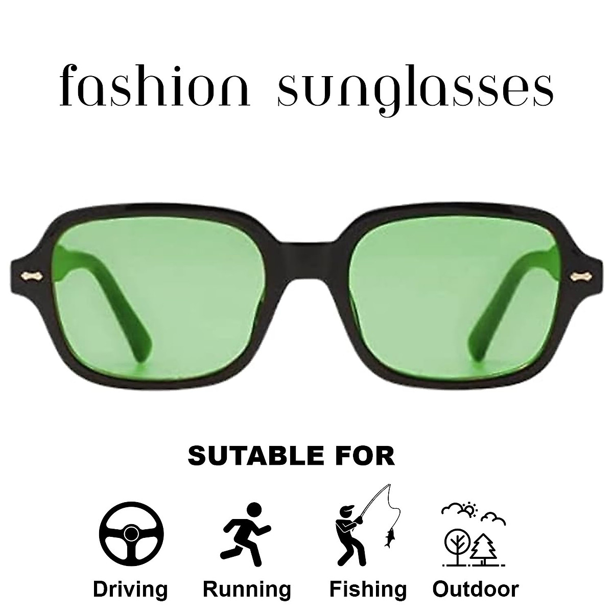 DUPER Square Aviator Sunglasses for Women, Oversize 70s 80s 90s Green Lens Women Sunglasses, Trendy Green Glasses