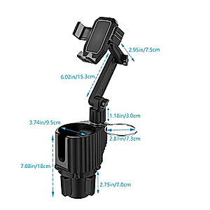 Pletmin Car Cup Holder Phone Mount: Universal Auto Cell Phone Stand with Drink Expand Cup Holder for SUV | Automobile |Compatible with iPhone & Samsung and Other Android Smartphone-Black