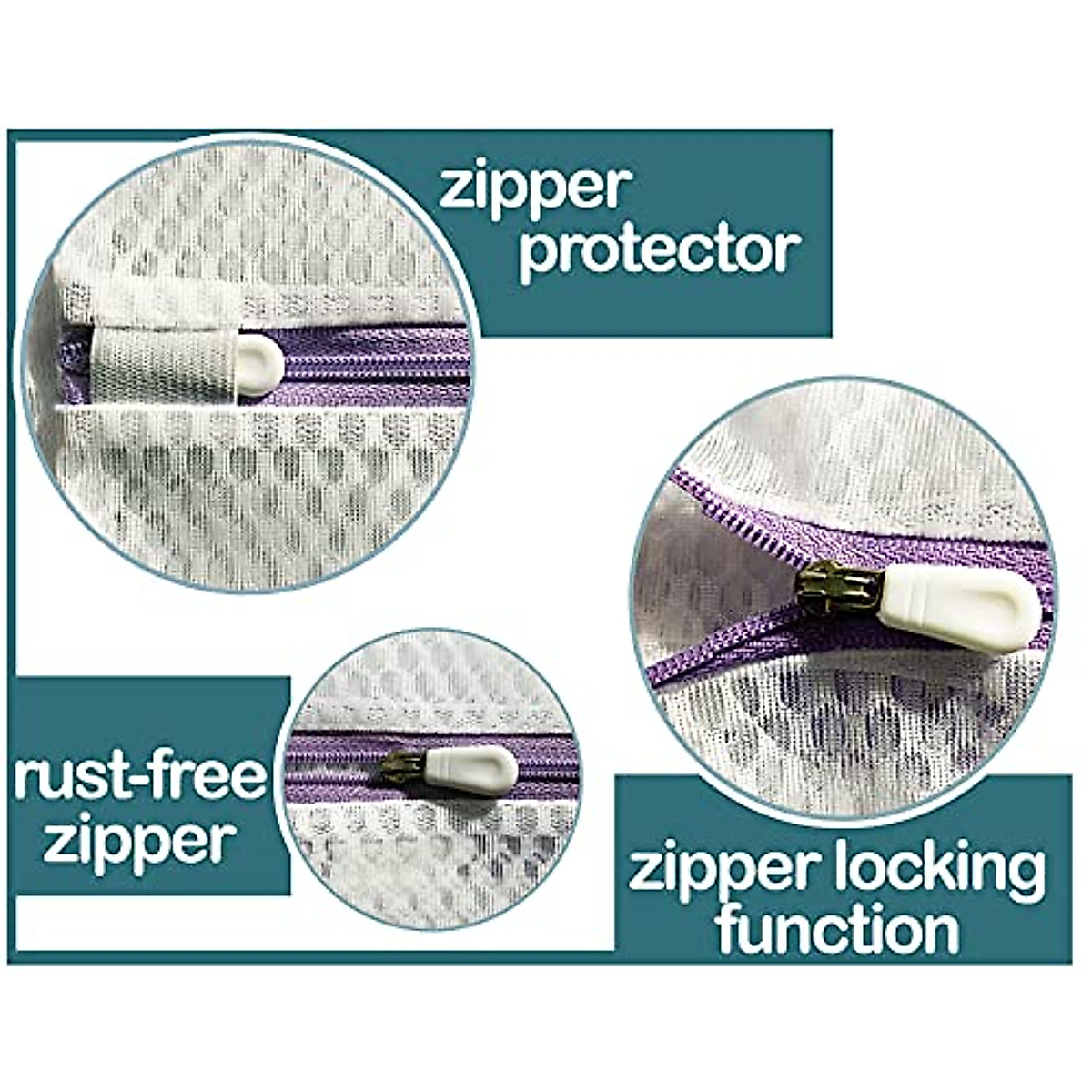 Set of 4 Laundry Wash Bags by Nilu, Honeycomb Mesh, Reusable Heavy Duty Wash Bags with Premium Zipper Lock, Mesh Bag for Lingerie, Clothes, Jeans, Bath Towels, Socks, Travel Storage Organize Bag