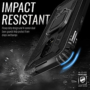 Shields Up OnePlus 7/6T Carbon Case | 10ft Drop Tested | Ultra Slim, Lightweight, Scratch Resistant, Shockproof | Kickstand - Black