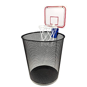 Silfrae Basketball Trash Can Mini Basketball Hoop Office Basketball Trash Can Basketball Goal for Garbage Can Office and Bed Room (Blue, 7.9 Inches * 6.3 Inches)