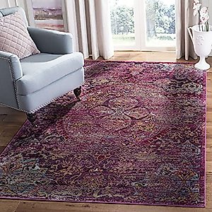 SAFAVIEH Crystal Collection Accent Rug - 4' x 6', Fuchsia & Purple, Distressed Design, Non-Shedding & Easy Care, Ideal for High Traffic Areas in Entryway, Living Room, Bedroom (CRS512S)