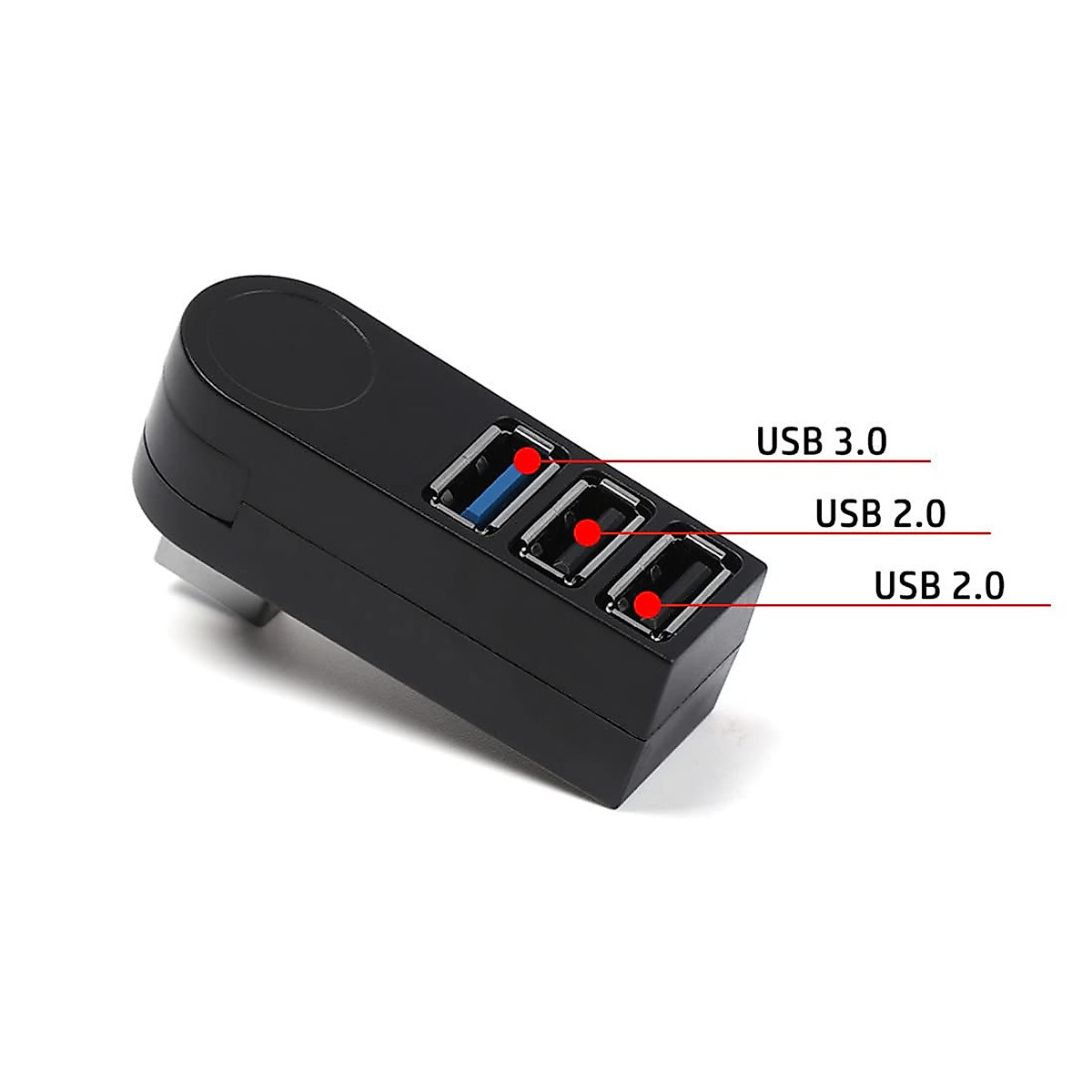 TXY Universal Mini Rotatable 1 Port USB 3.0, 2 Port USB 2.0 Hub High Speed Data Transfer Splitter Box Adapter USB Expander for PC Laptop (Black)