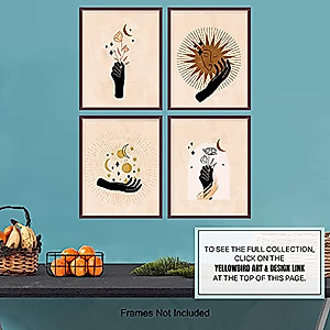 Aesthetic Room Decor - Minimalist Wall Art - Abstract Wall Decor - Sun Moon Stars Celestial Wall Collage - Matisse Style Mid Century Modern Decorations - Boho Gift Set for Women - Bedroom, Living Room