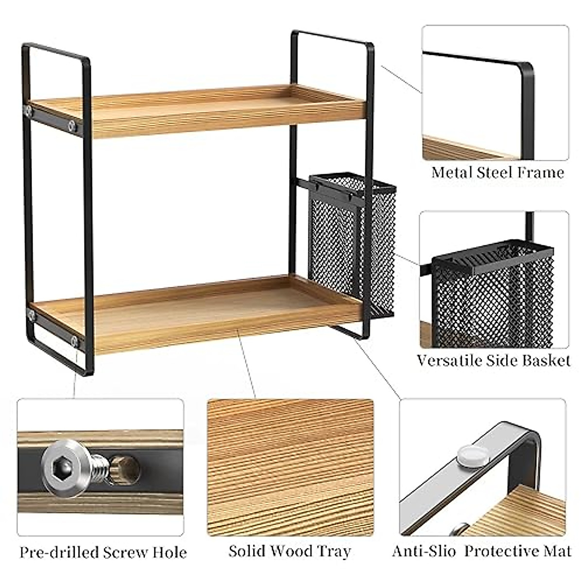 LEMIKKLE Bathroom Countertop Organizer, Bathroom Counter Perfume Tray and Vanity Organizer,Skincare Organizers for Vanity with Basket,Storage Organizers for Bathroom, Kitchen, Dresser