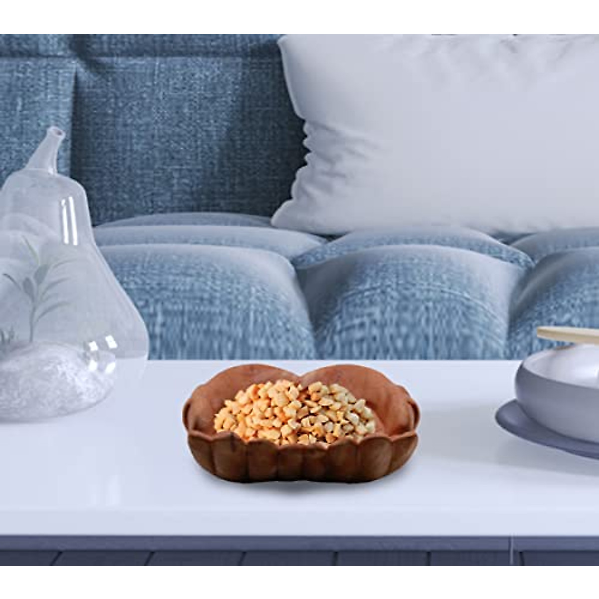 FelRelWel Carved Storage Handmade Decorative Bowl, Household Wooden Storage Tray, Hands Folded Upward Sacrificial Tray, Crystal Display Stand, Key Storage Decorative Tray, Household Wooden Art,Brown