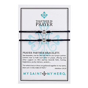 My Saint My Hero Prayer Partner Bracelet Set (Black)