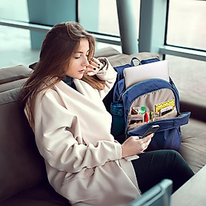 High Sierra Outburst 2.0 Carry-On Daypack Book Bag with Padded Laptop Tablet Sleeve, 360 Degree Reflectivity, Fits Most 15.6" Laptops, 28L, Graphite Blue/True Navy