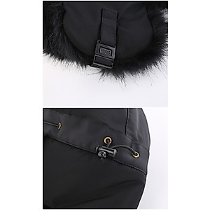 Connectyle Unisex Faux Fur Lined Trooper Trapper Hats with Ear Flaps, 55 60cm, Black