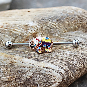 316L Stainless Steel Festive Indian Elephant Industrial WildKlass Barbell