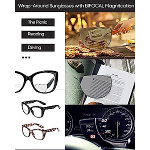KISDATE OPTICS Glamorous Photochromic Bifocal Reading Glasses Sunglasses women Driving/Reading/Sunbathing Designer Jackie O Frame UV 400 Protection Outdoor Vintage Sun Readers （Leopard +1.5）