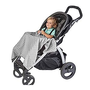 J.L. Childress Cuddle 'N Cover Stroller Blanket - Silky and Minky Fabrics - Blanket Attaches to Stroller - Privacy Cover, Blanket, Sun Shade - 30" x 30" - Grey