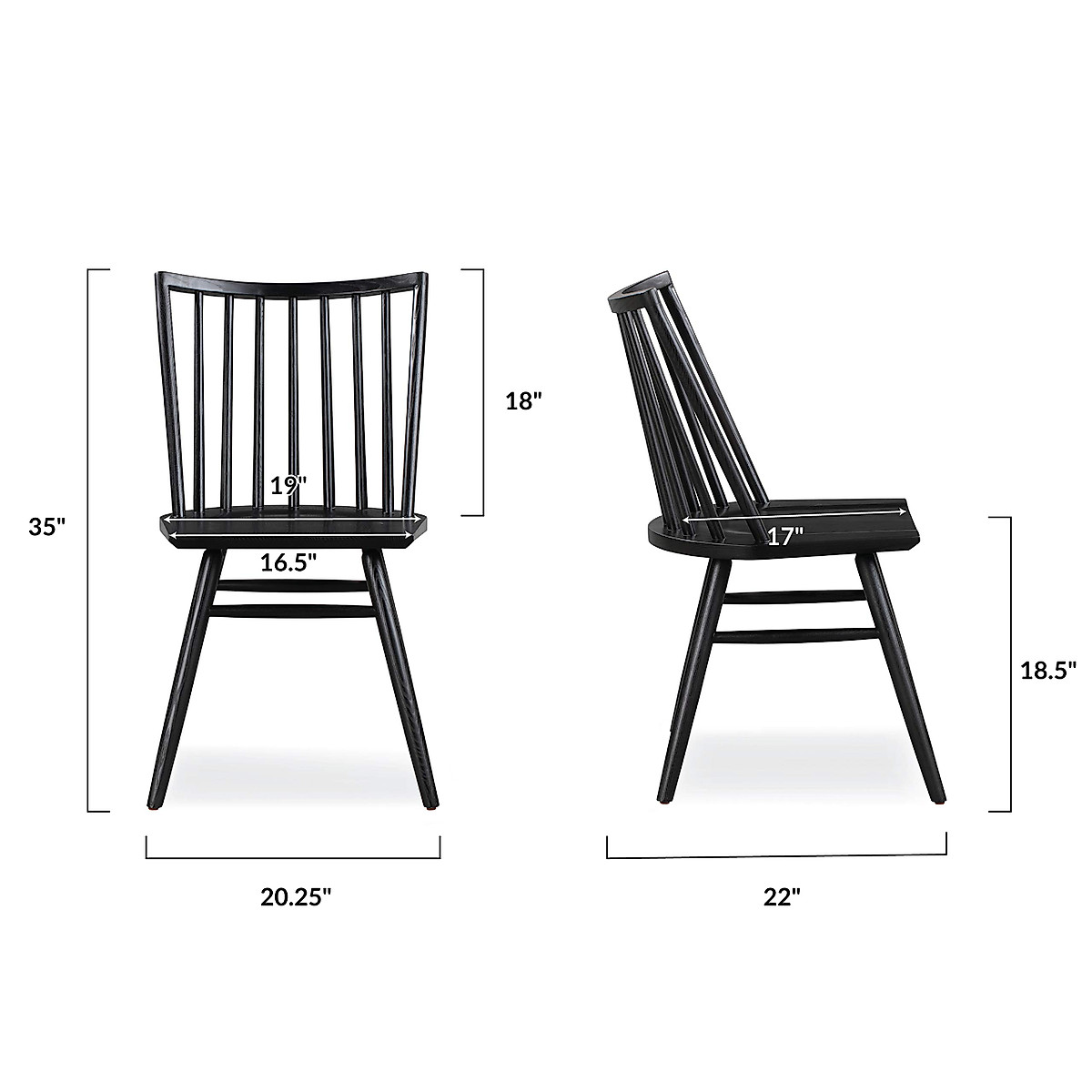 POLY & BARK Talia Dining Chair, Ash Wood, Black