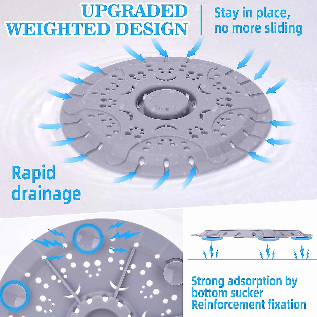 WEERSHUN 2 Pack Silicone Shower Drain Hair Catcher, Drain Protector for Bathroom, Kitchen, Bathtub & Sink, Fits Standard Drains