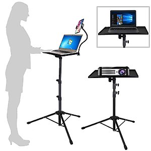 Projector Tripod Stand, Foldable Laptop Tripod,Multifunctional DJ Racks/Projector Stand, Adjustable Height 17.5 to 48 Inch with Phone Holder, Perfect for Office, Home, Stage or Studio and Movies