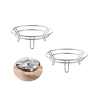 UtySty 2 Pack Wok Pan Holder Hot Stir-Fry Pans Wire Rack Steamer Dish Base Serving Stand Round Bottom Pot Trivet Bracket Stainless Steel Heat Resistant for Kitchen Table Countertops Cooling