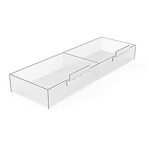 FixtureDisplays® Clear Acrylic Bin Transparent Plexiglass Organizer Tray Slatwall Basket 16.5W X 5.5D X 2.5"H Double Slot Plexiglass Holder Removalbe Hook 11709-15CNEW