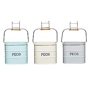 KitchenCraft Living Nostalgia Hanging Metal Peg Tin - Antique Cream