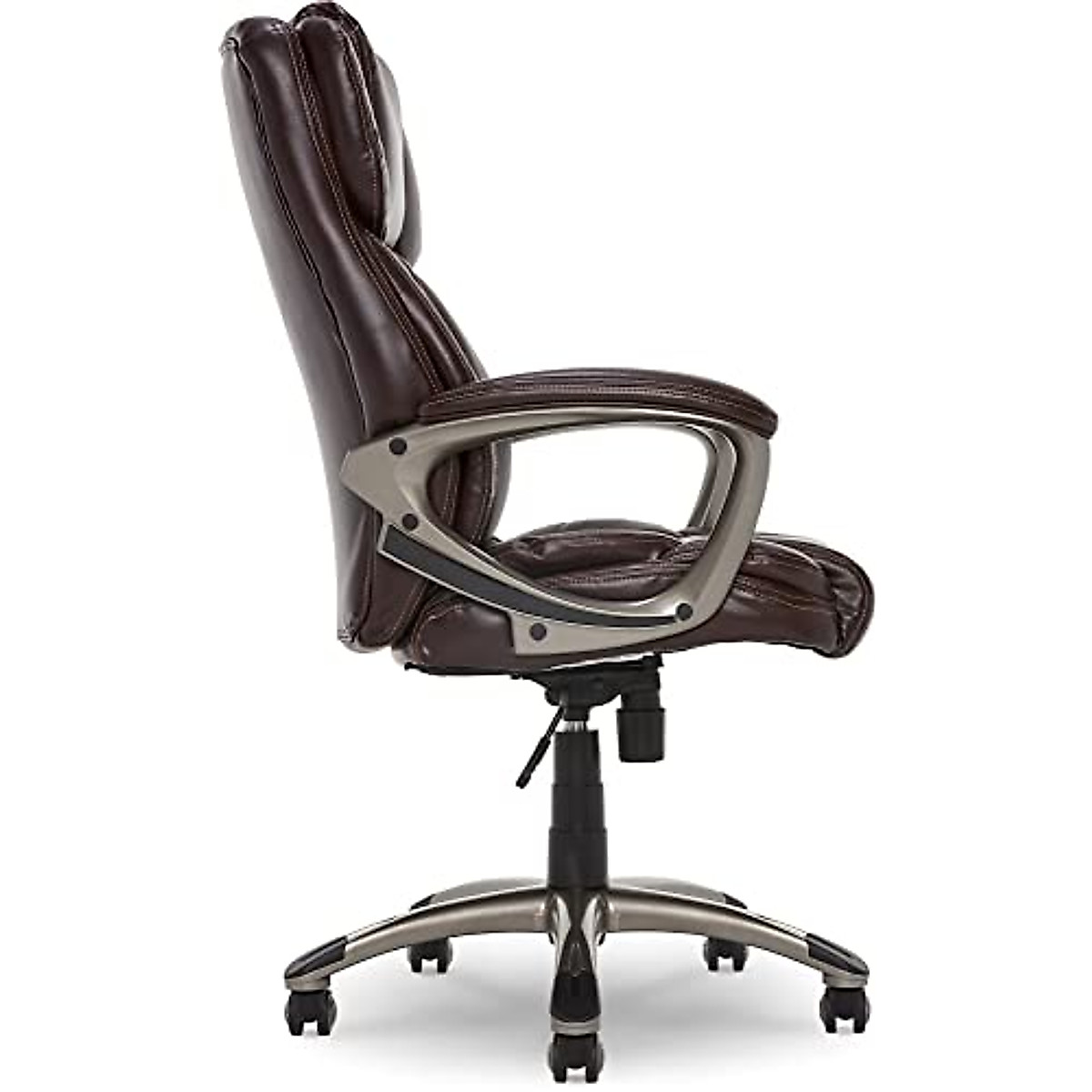 Serta Executive Office Adjustable Ergonomic Computer Chair with Layered Body Pillows, Waterfall Seat Edge, Bonded Leather, High-Back, Brown