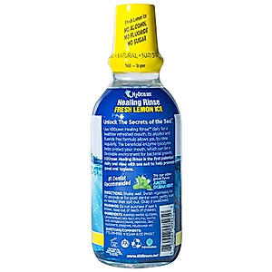 2 Pack H2Ocean Healing Rinse Mouthwash- Great Tasting Sea Salt & Xylitol Mouth Wash for Fresh Breath & Dry Mouth - Alcohol & Fluoride Free - Lemon Ice 16oz